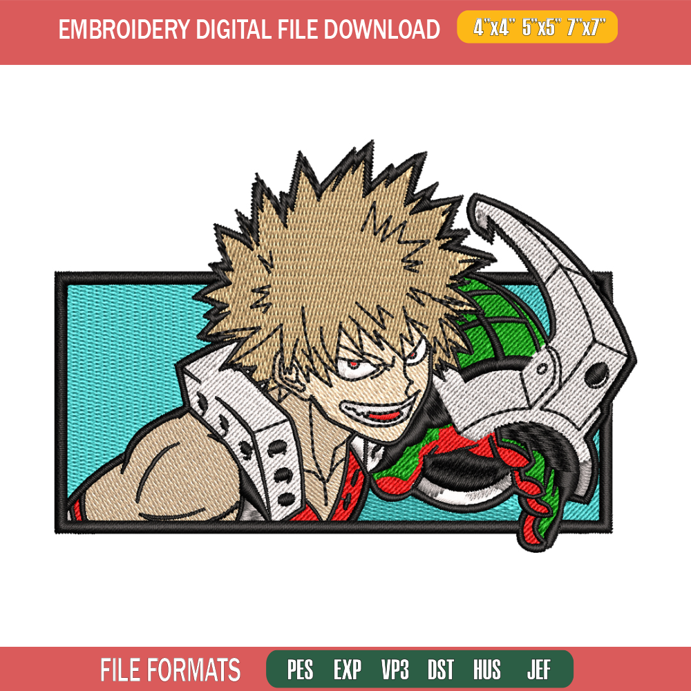 Bakugou embroidery design, My Hero Academia embroidery, Logo | Inspire ...
