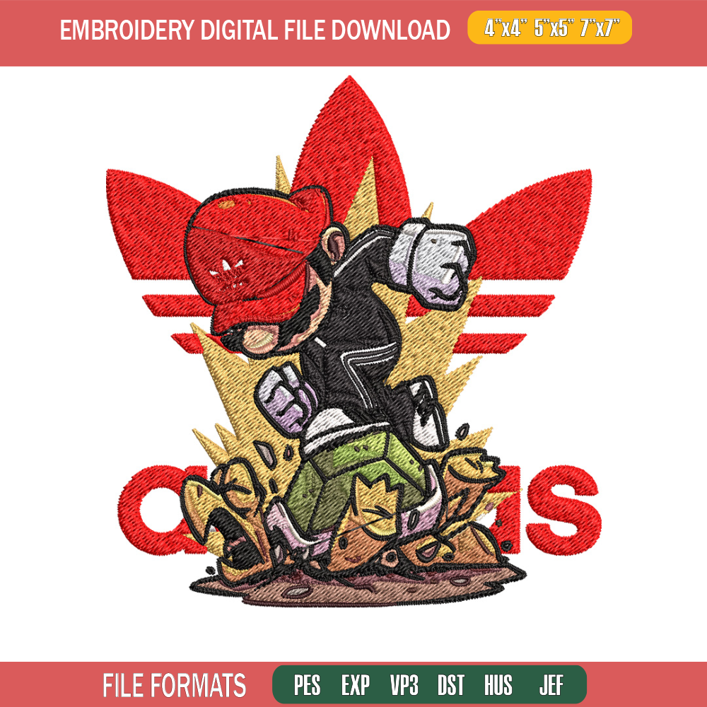 Mario adidas Embroidery Design, Adidas Embroidery, Brand Emb | Inspire ...