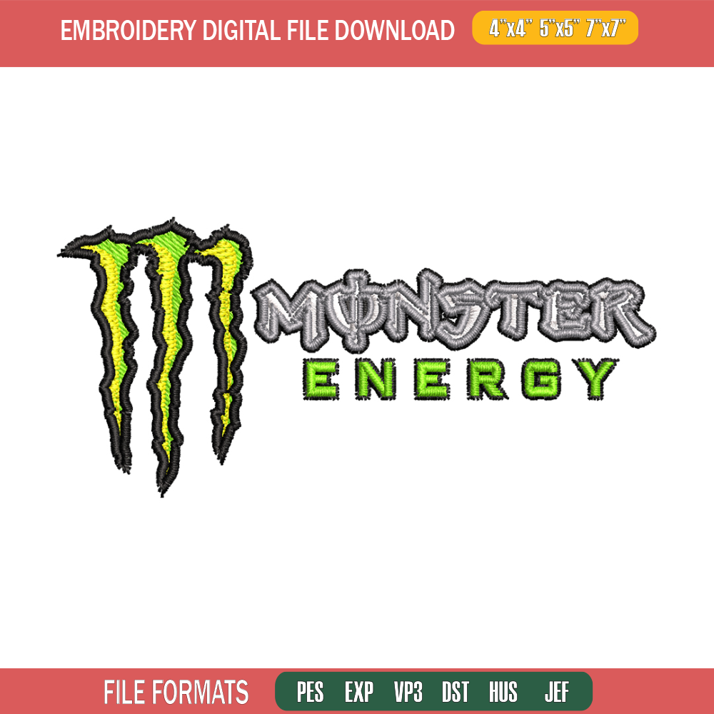 Monster Energy logo embroidery design, Monster Energy embroi | Inspire ...