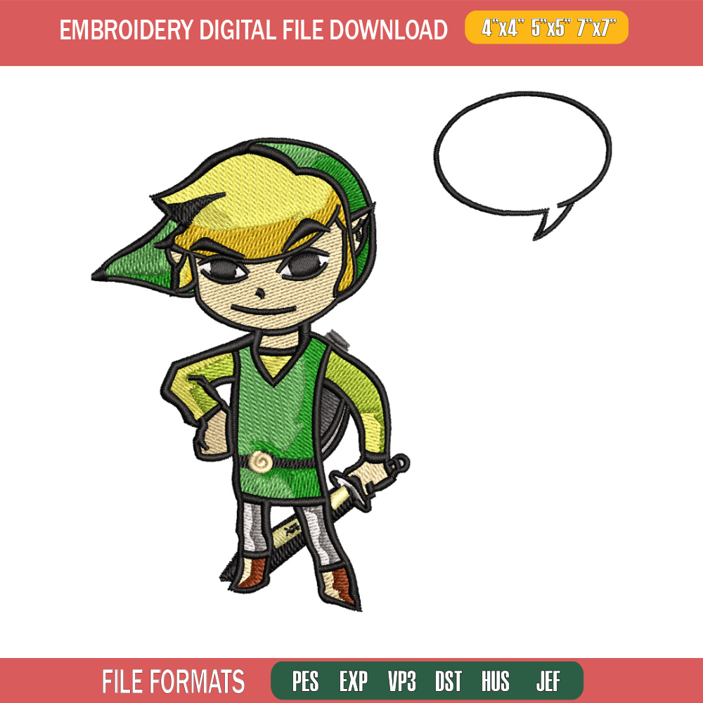 Toon Link embroidery design, Toon Link embroidery, cartoon d | Inspire ...