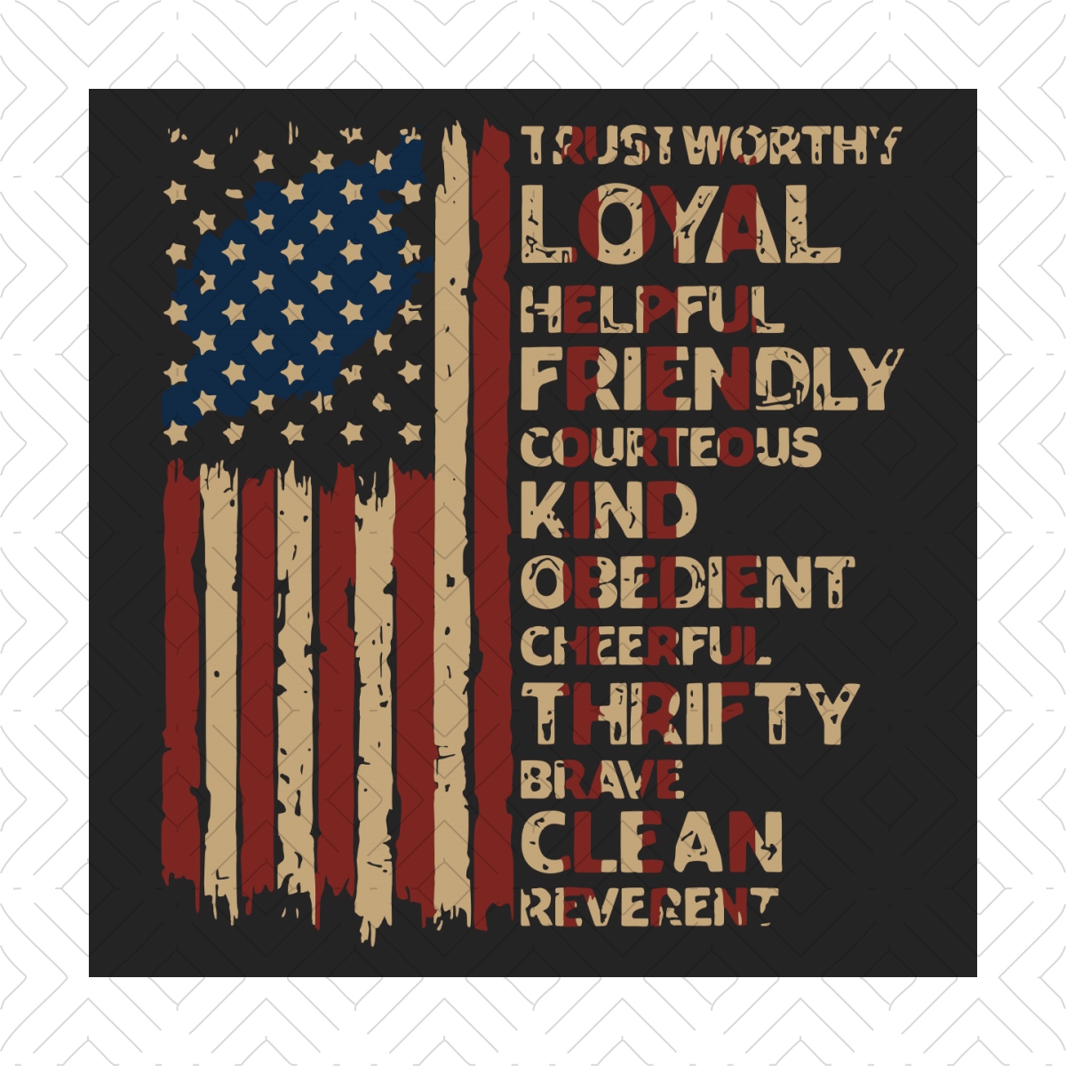 Vintage US America Flag Scouting Scout Law Svg, Independence | Inspire ...