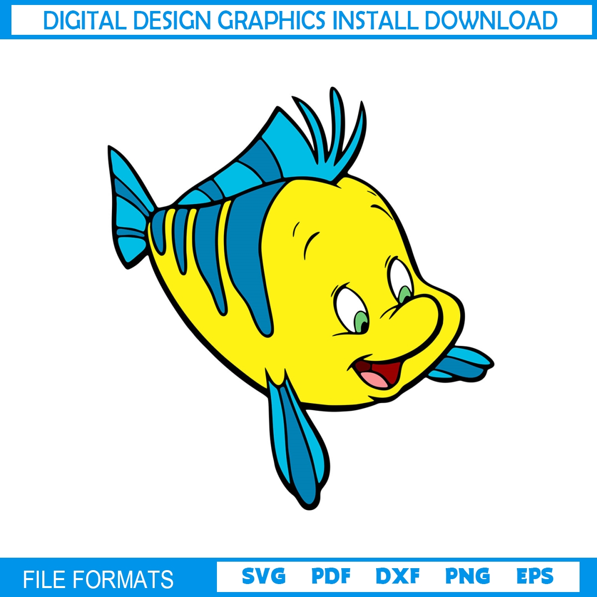 Disney The Little Mermaid Flounder Fish SVG Vector | Inspire Uplift