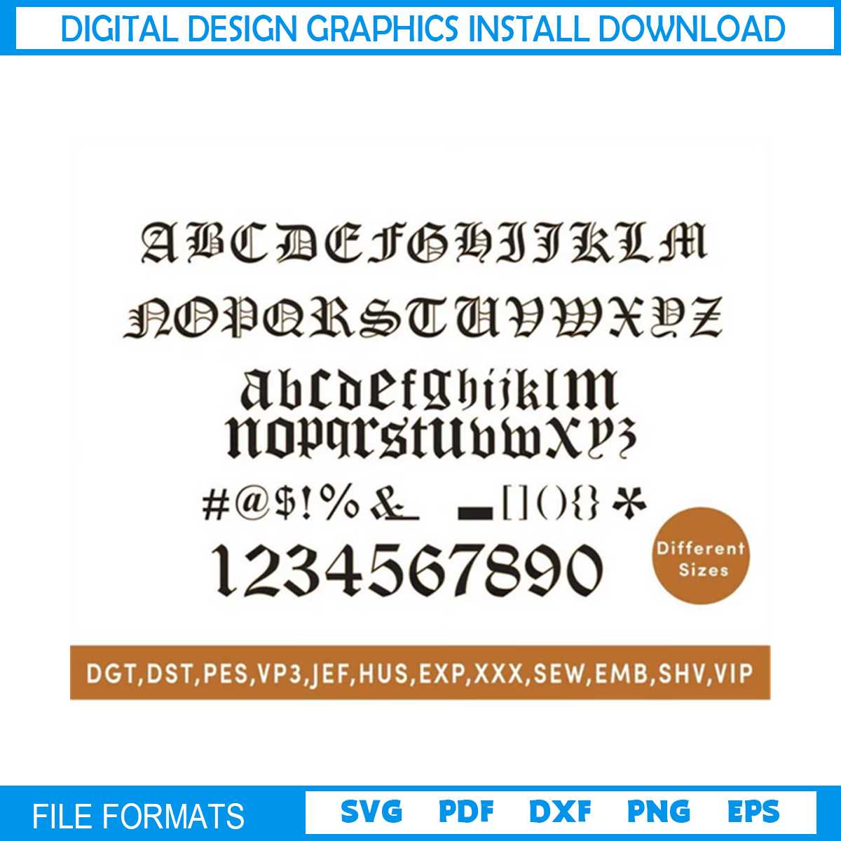Old English Gothic Embroidery Font, Alphabet Machine Embroid | Inspire ...