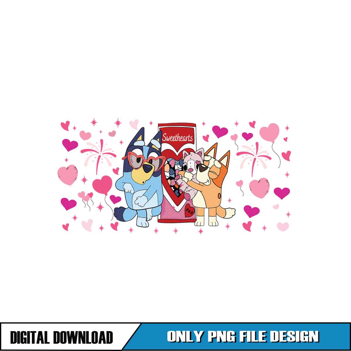 Bandit and Chilli Heeler Sweetheart PNG | Inspire Uplift