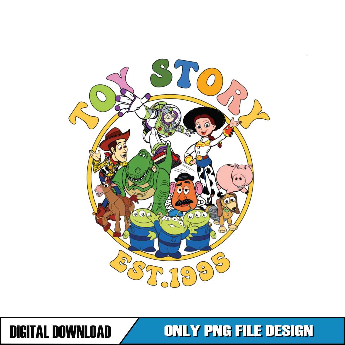 Disney Toy Story Round Logo Est 1995 PNG | Inspire Uplift