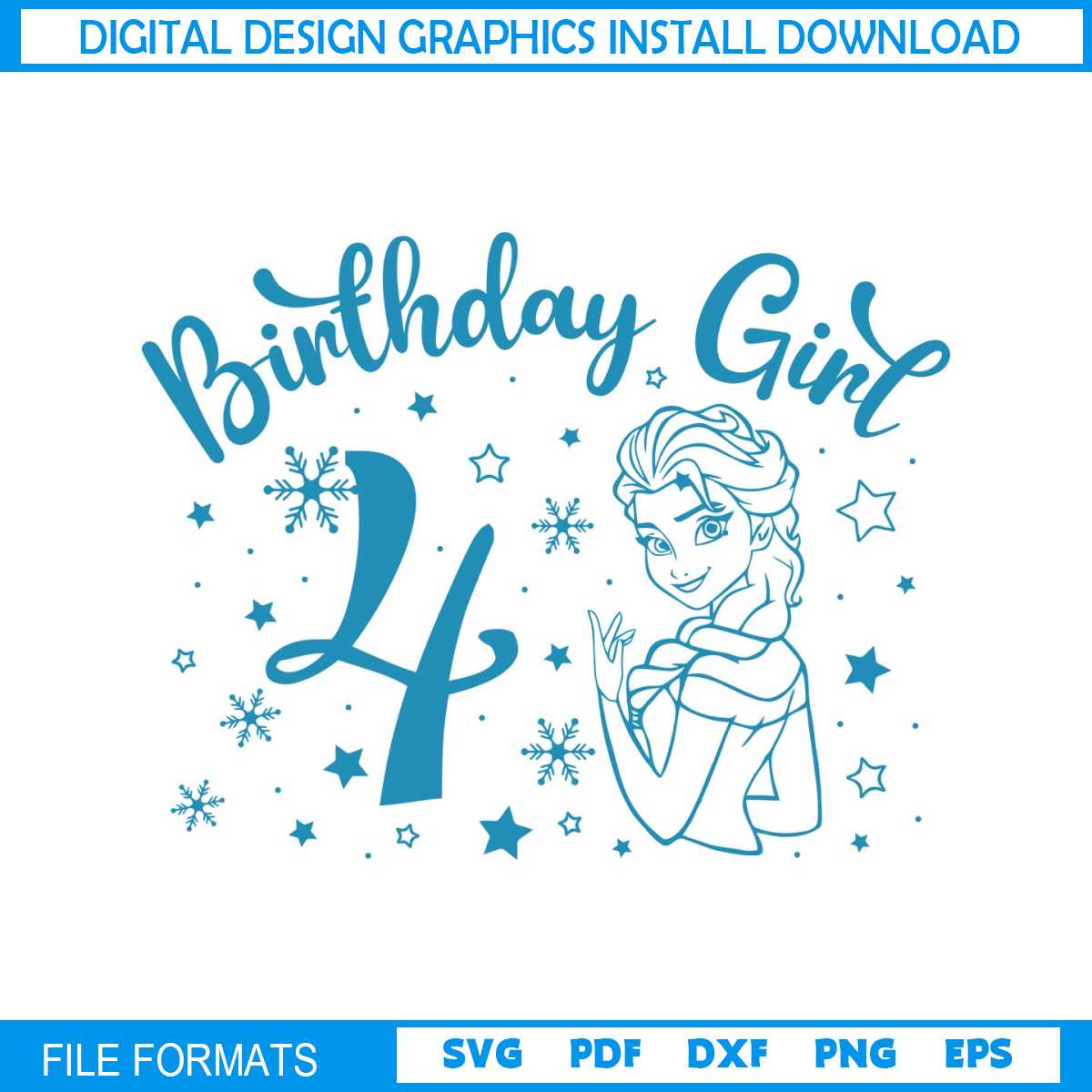 Frozen Princess Elsa Fourth Birthday Girl SVG - Inspire Uplift