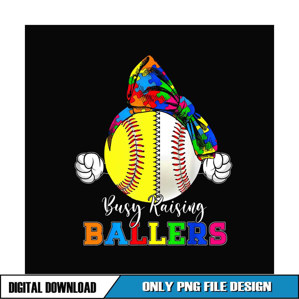 Busy Raising Ballers Autism Softball Sport PNG | Inspire Uplift