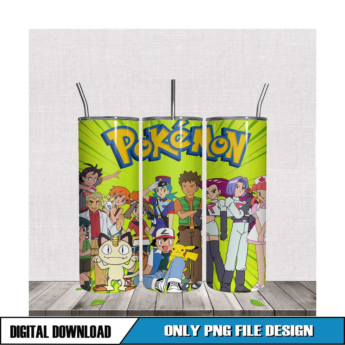 Pokemon Characters Skinny Tumbler Sublimation PNG | Inspire Uplift