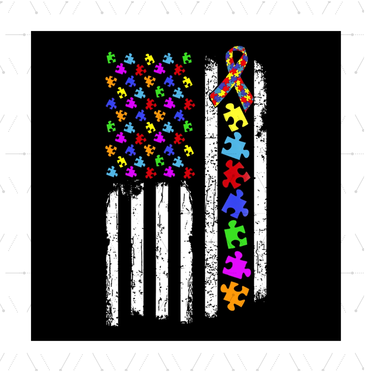 Autism America Flag Svg, Autism Svg, America Flag Svg, Color | Inspire ...