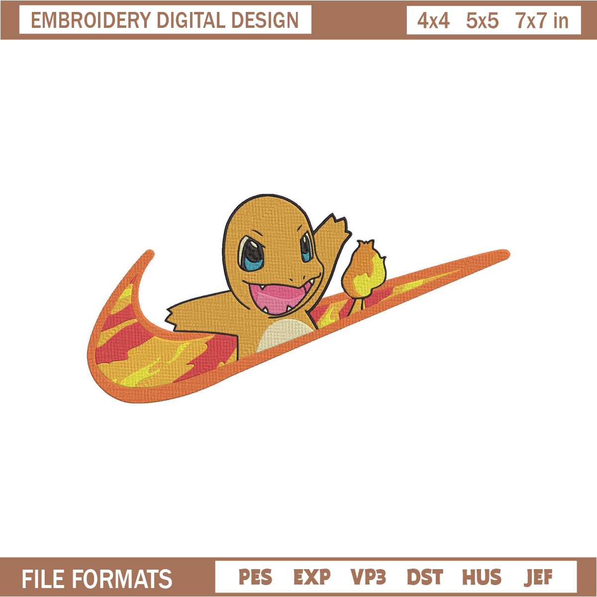 Nike x Charmander embroidery design, Pokemon embroidery,Nike | Inspire ...