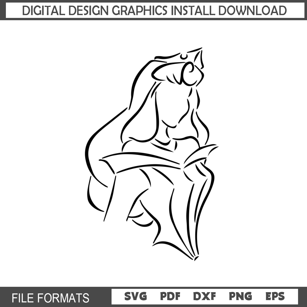 Disney Sleeping Beauty Princess Aurora Outline SVG | Inspire Uplift