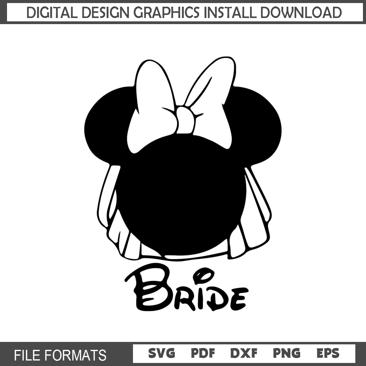 Bride Minnie Mouse White Bow Disney Wedding SVG | Inspire Uplift