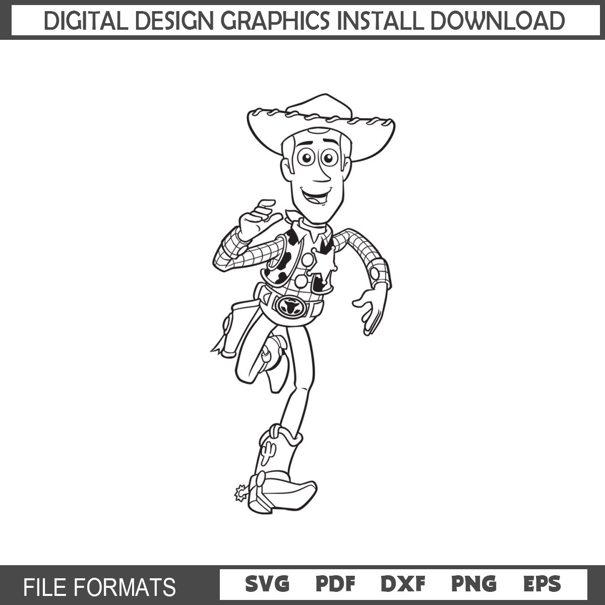 Disney Cartoon Toy Story Character Running Woody Toy Silhoue | Inspire ...