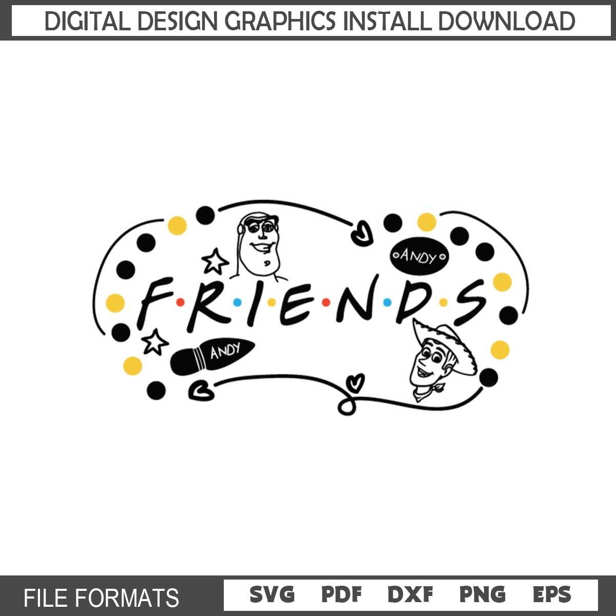 Disney Pixar Cartoon Toy Story Characters Friends Logo SVG | Inspire Uplift