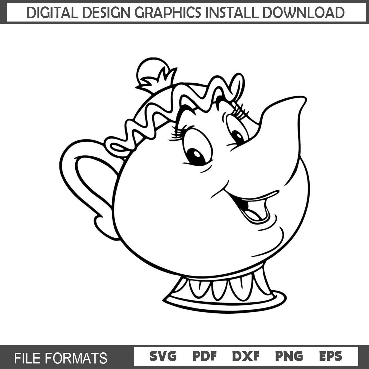 Disney Mrs. Potts Beauty and The Beast Character SVG - Inspire Uplift