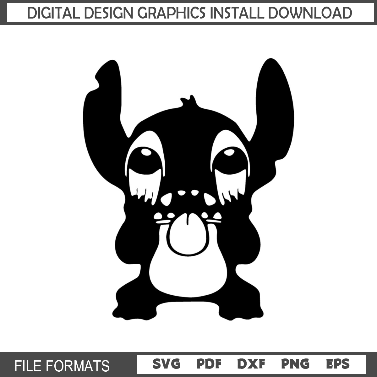 Cute Scared Face Stitch Cartoon Character SVG | Inspire Uplift
