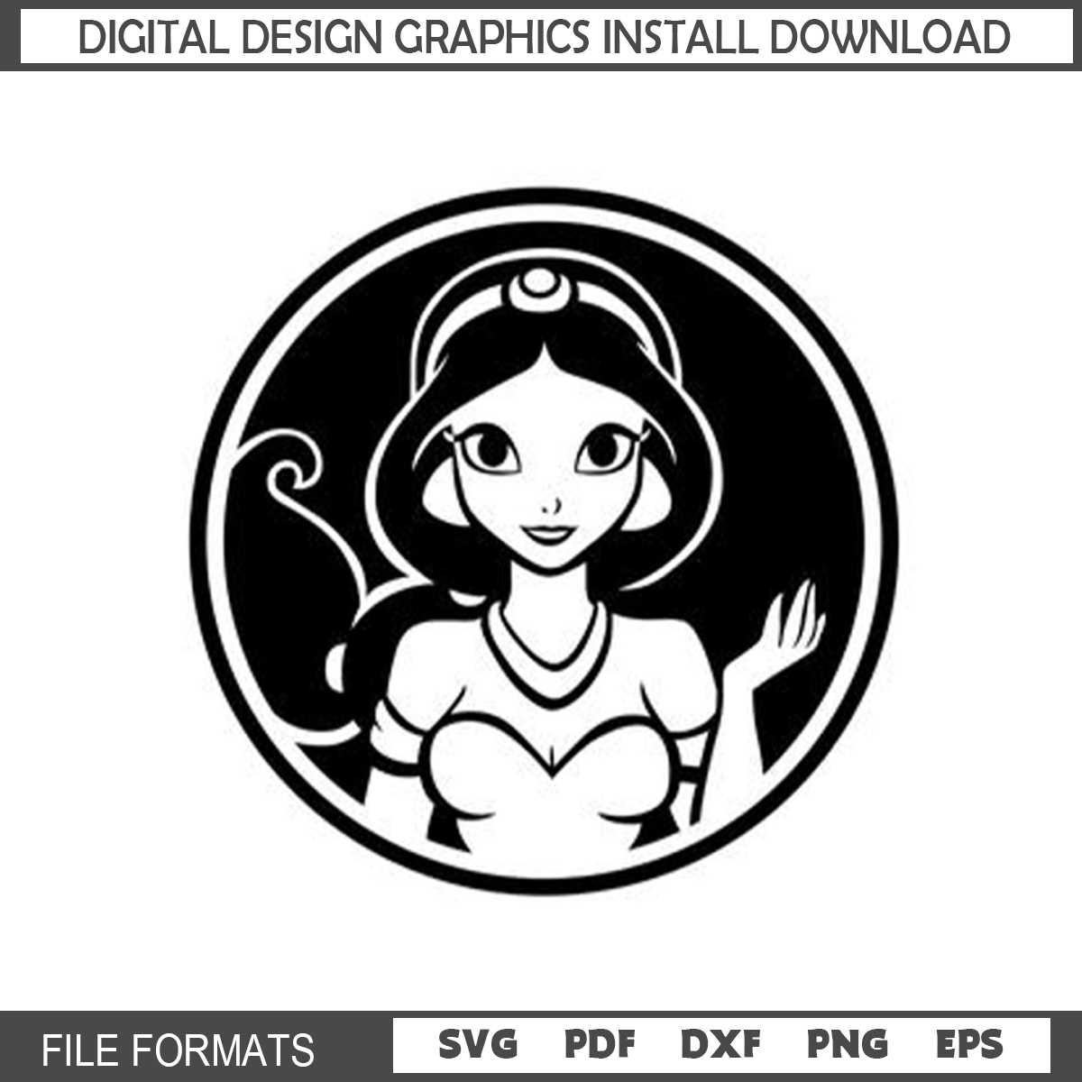 Disney Princess Jasmine Round Logo Vector SVG | Inspire Uplift