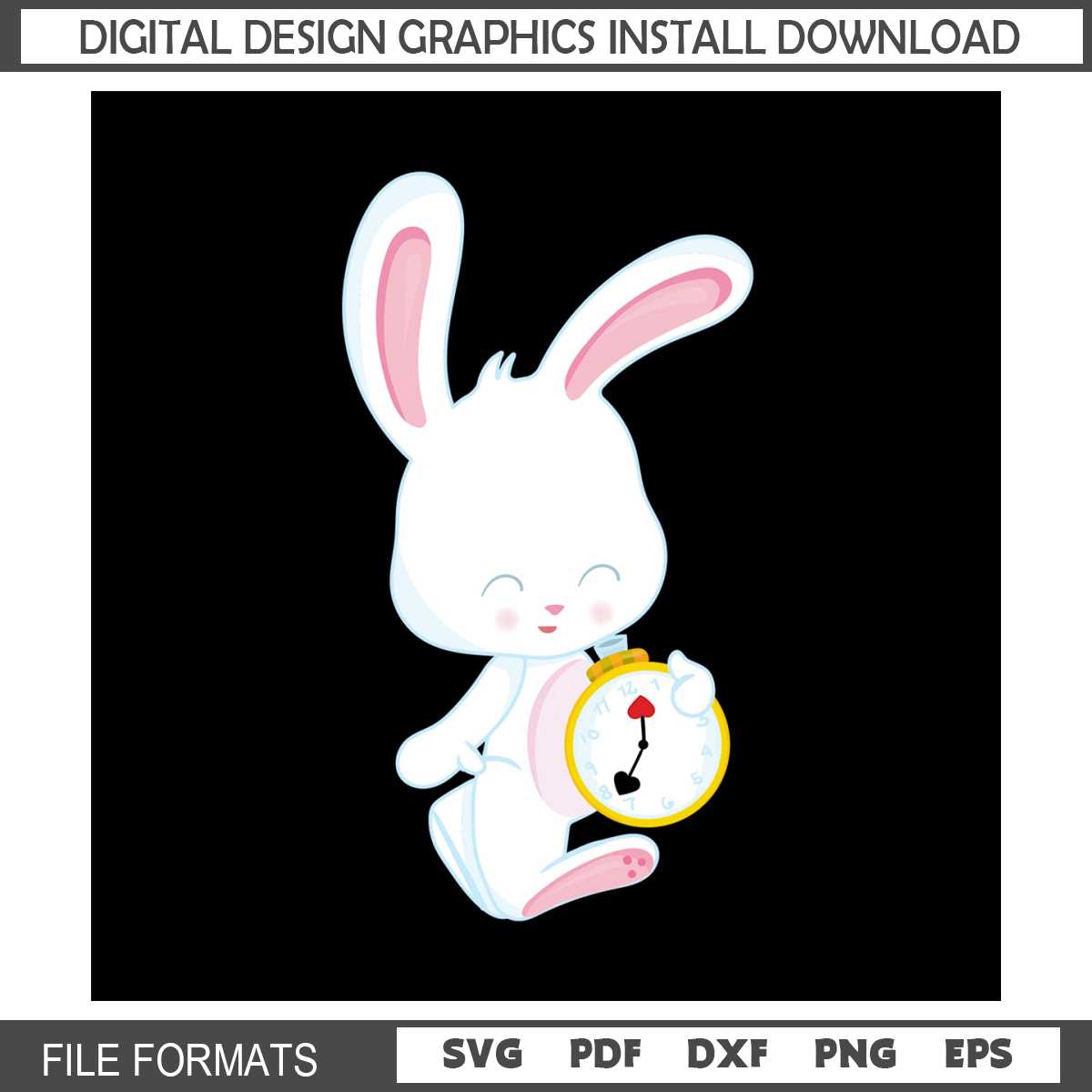 Cartoon White Rabbit Clock Wonderland Characters SVG | Inspire Uplift