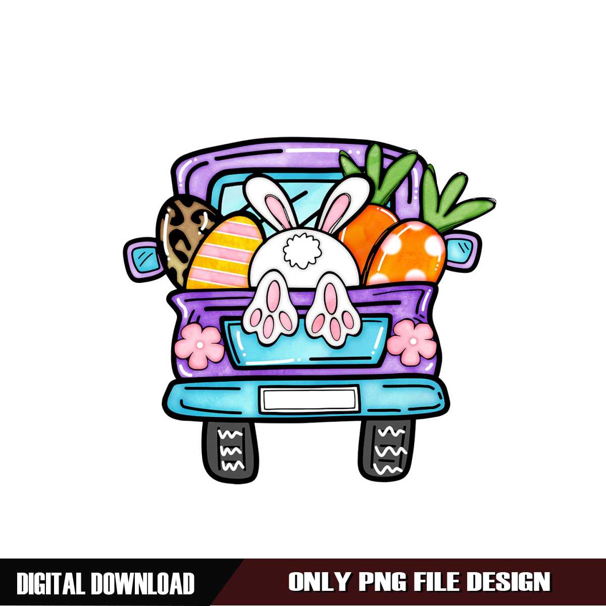 Easter Day Truck Bunny Egg Carrot Clipart PNG | Inspire Uplift