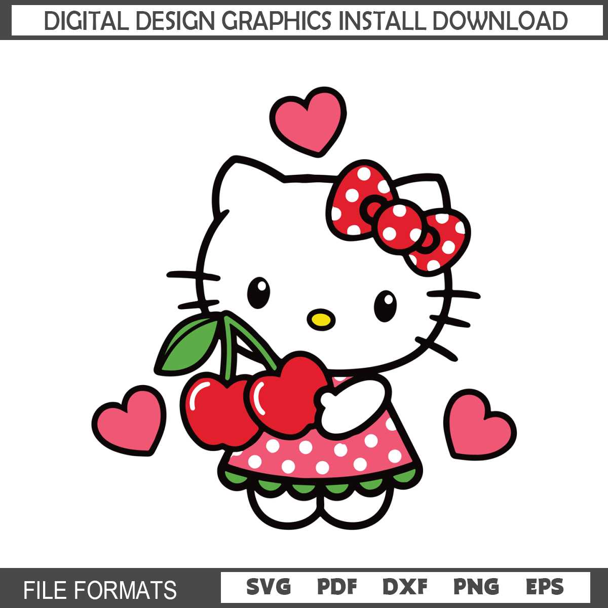 Cherry Hello Kitty Svg, Sanrio Svg, Hello Kitty Svg, Kawaii - Inspire ...
