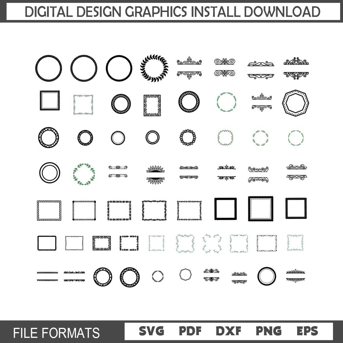 Frames and Borders SVG Bundle, Square Frames SVG, Fancy Bord | Inspire ...
