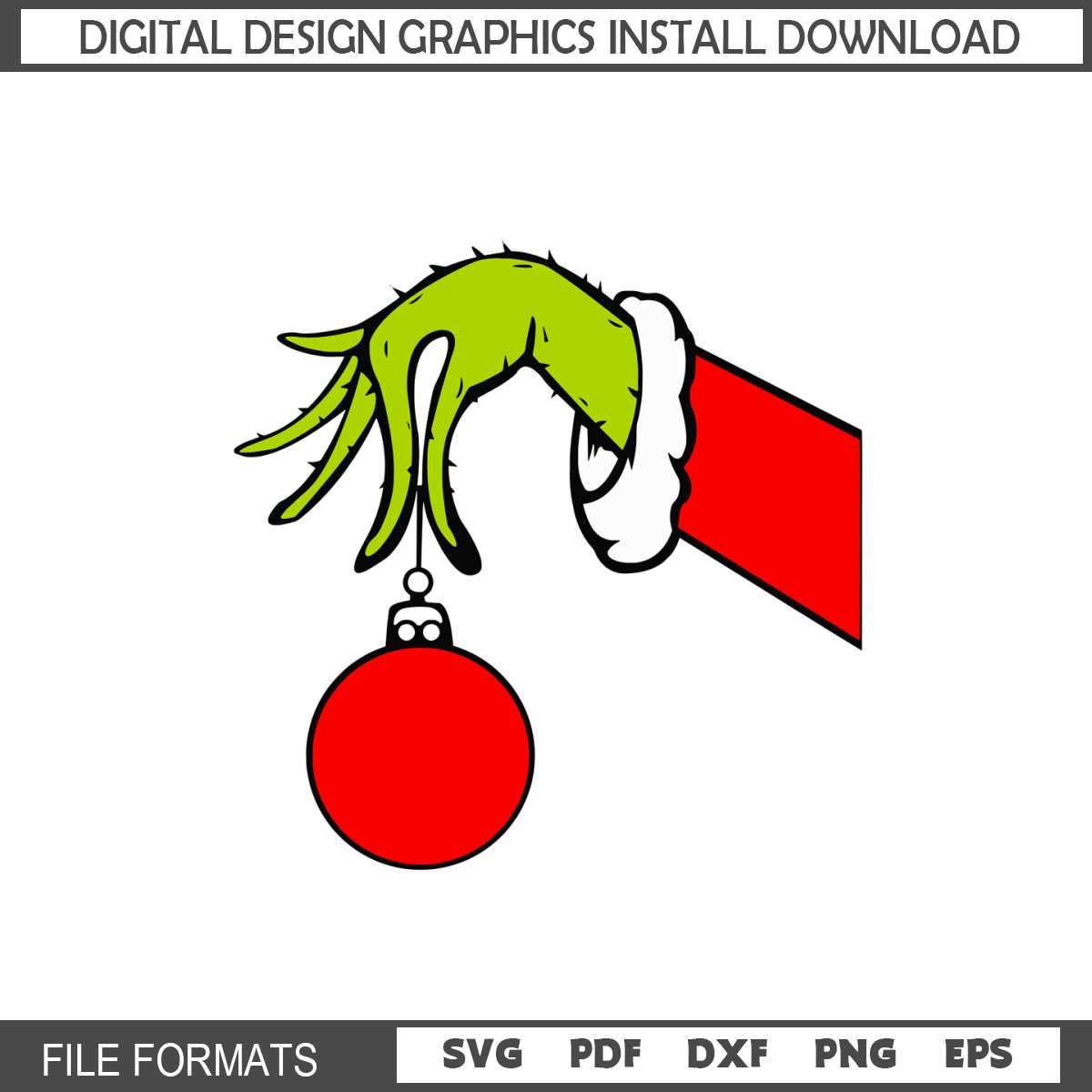Grinch hand holding ornament SVG, Christmas ornament ball sv | Inspire ...