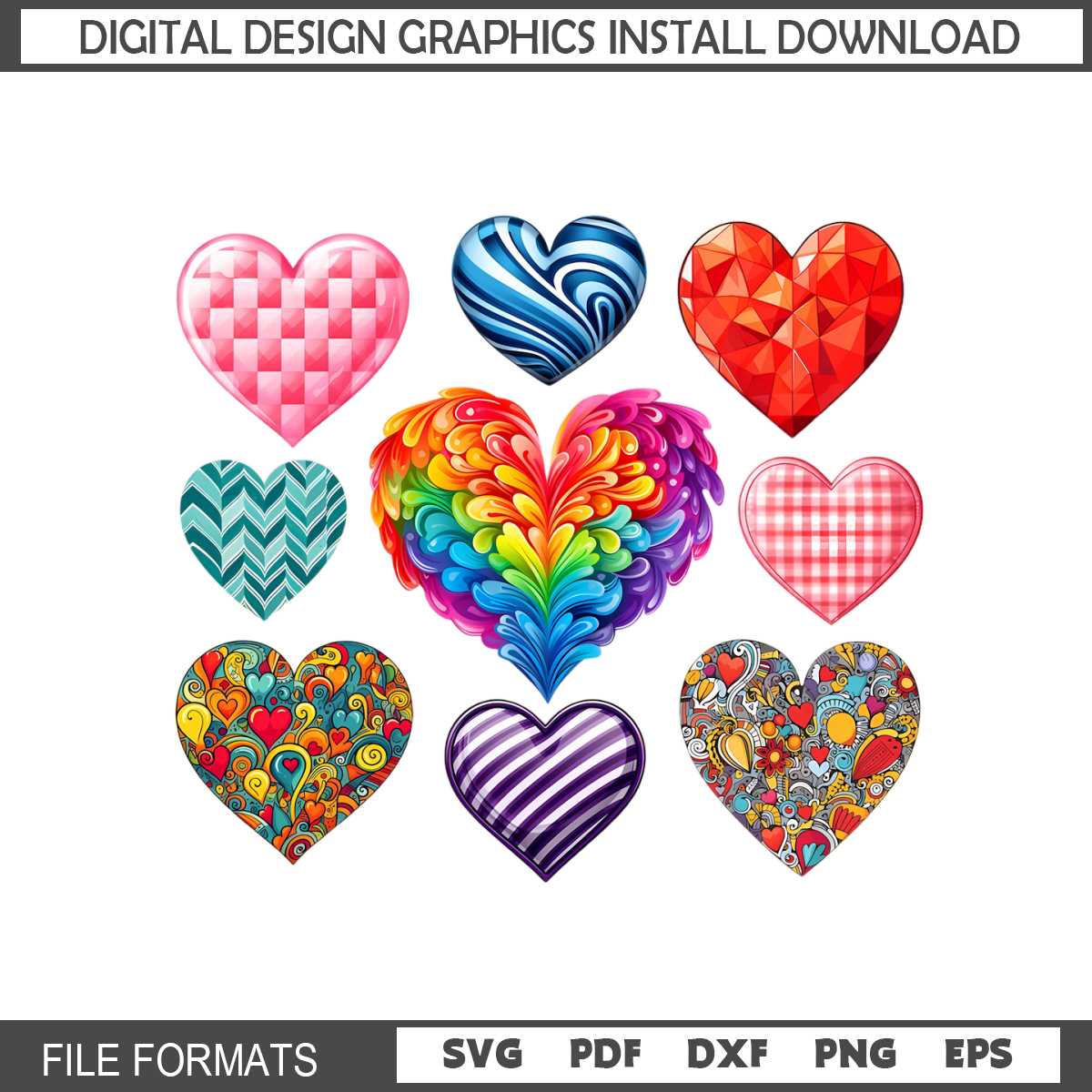 Heart Clipart Set, Valentine's Day Clip Art Set, Hearts PNG, | Inspire ...