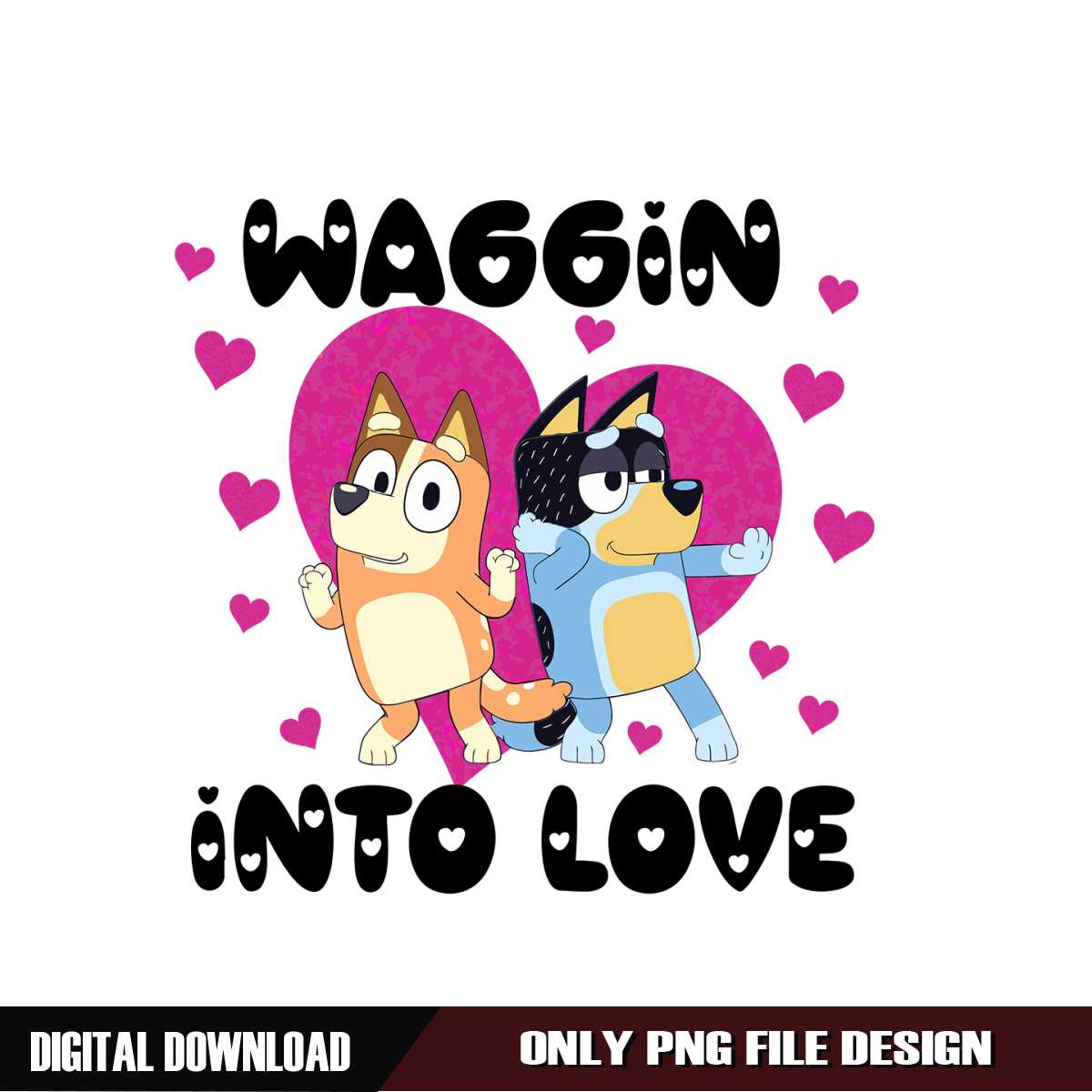 Bluey Couple Wagging Into Love PNG | Inspire Uplift