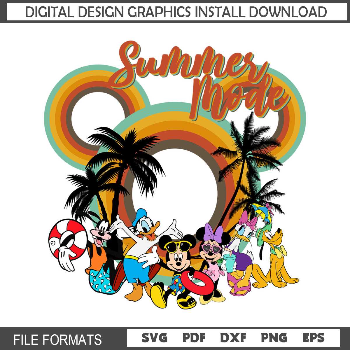 Mickey Mouse And Friends Summer Mode SVG | Inspire Uplift