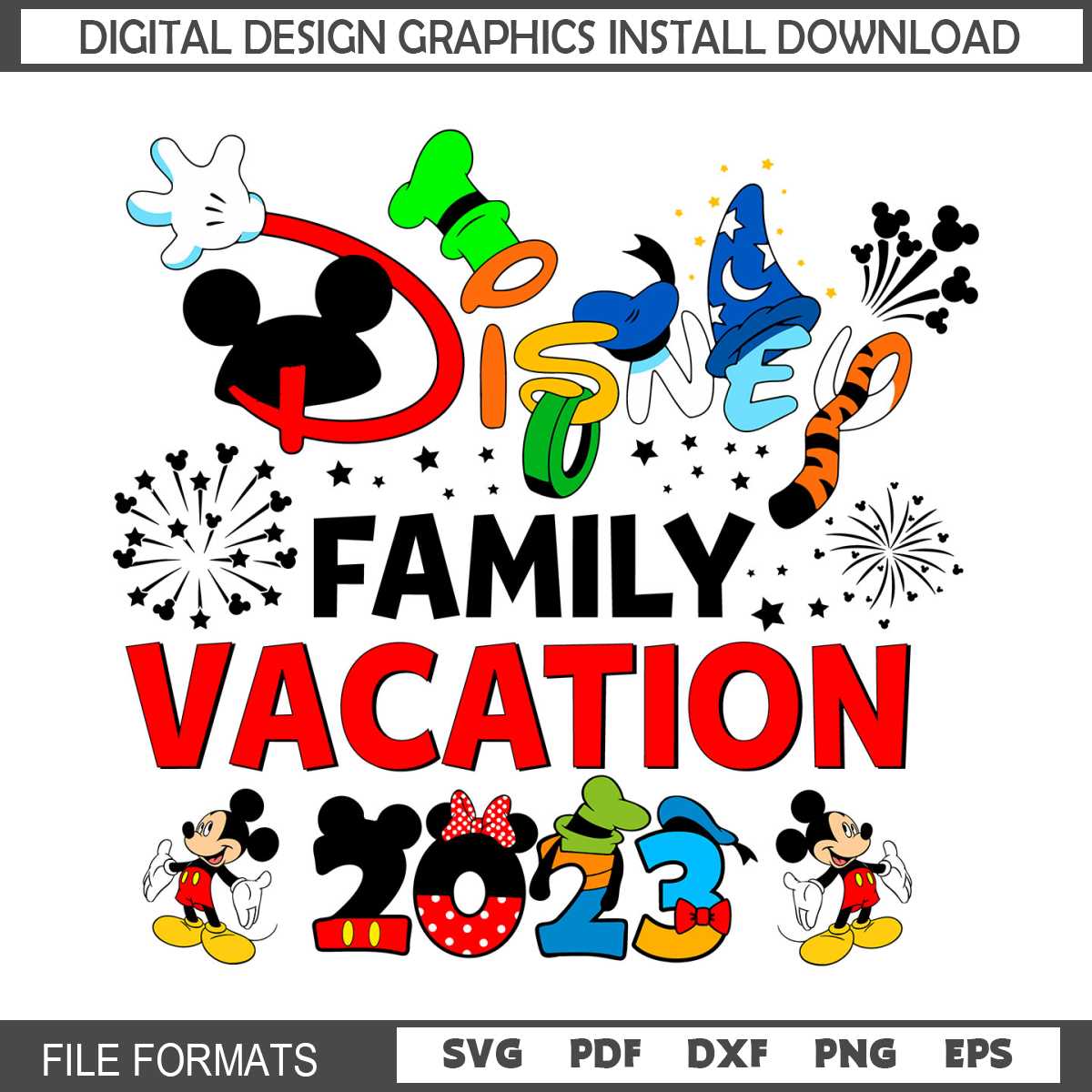 Cartoon Mickey Mouse Disney Family Vacation SVG | Inspire Uplift