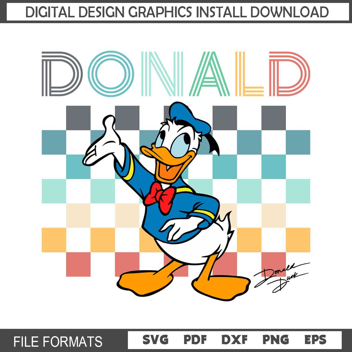 Disney Sailor Donald Duck Signature Classic SVG - Inspire Uplift
