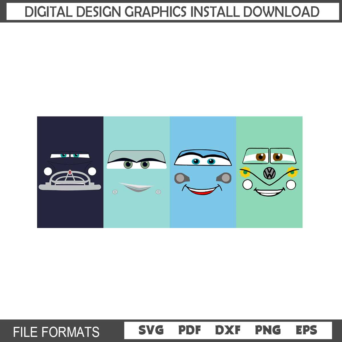 Disney Pixar Cars Bundle Face Poster SVG | Inspire Uplift
