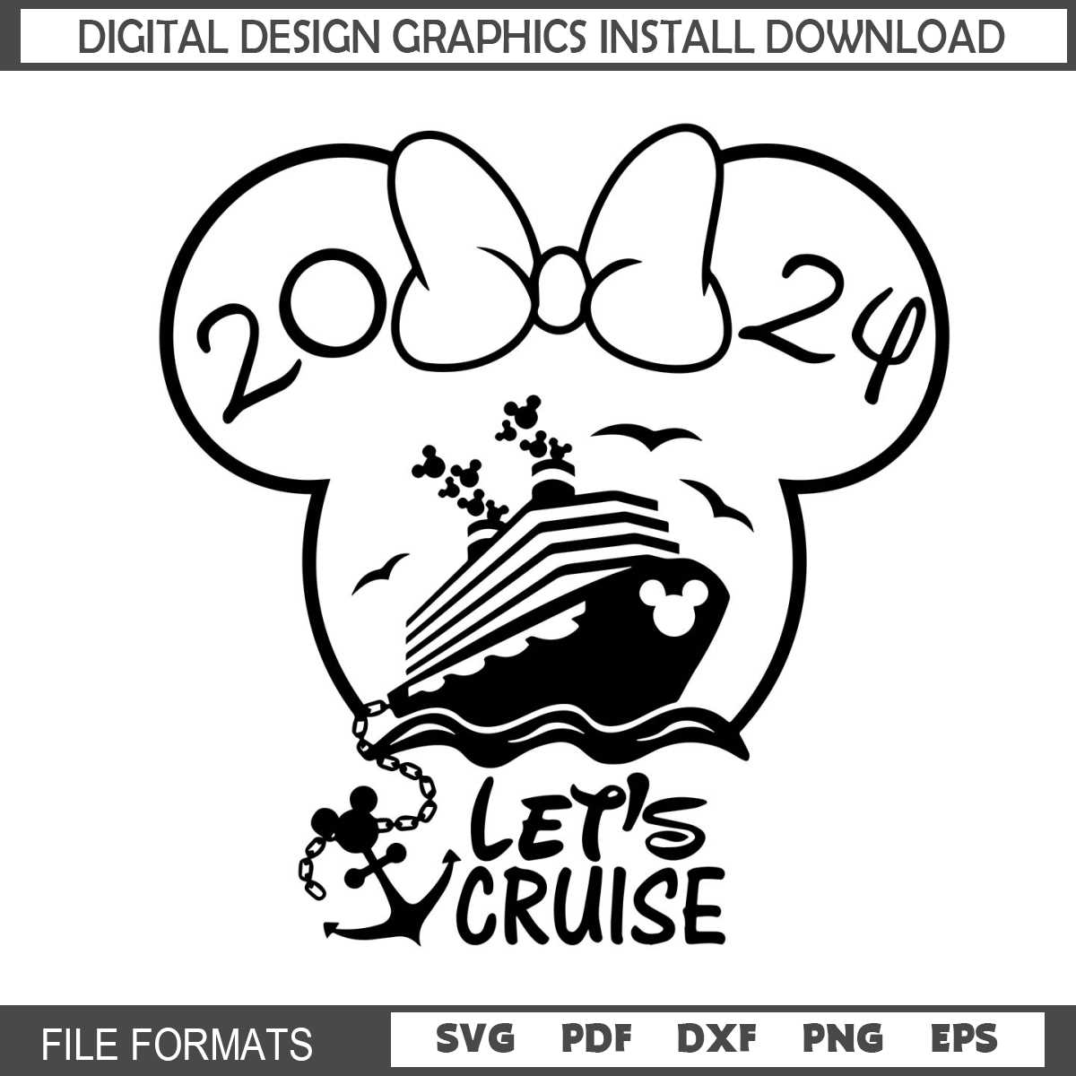 Let's Cruise Disney Minnie Mouse Ship 2024 SVG | Inspire Uplift
