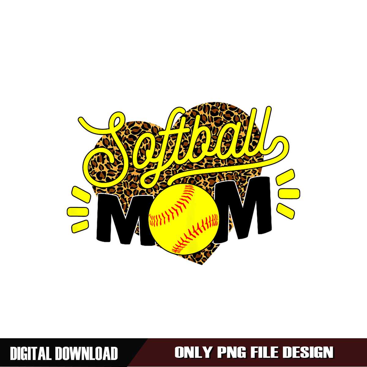 Softball Mom Leopard Heard Sport Baseball Mom PNG | Inspire Uplift