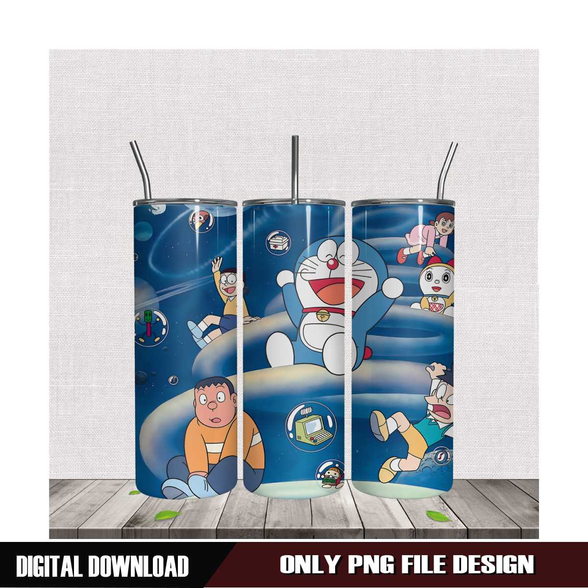 Doraemon 20oz Tumbler Water Bubble World Friendship PNG | Inspire Uplift