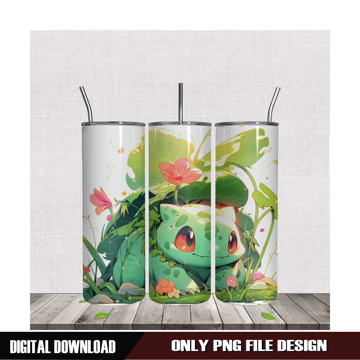 Bulbasaur Pokemon Skinny Tumbler Sublimation PNG | Inspire Uplift