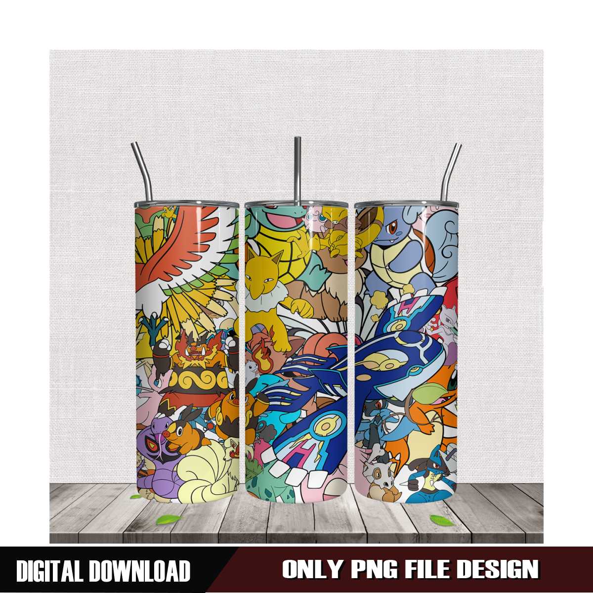 Pokemon Tumbler Sublimation Skinny PNG | Inspire Uplift