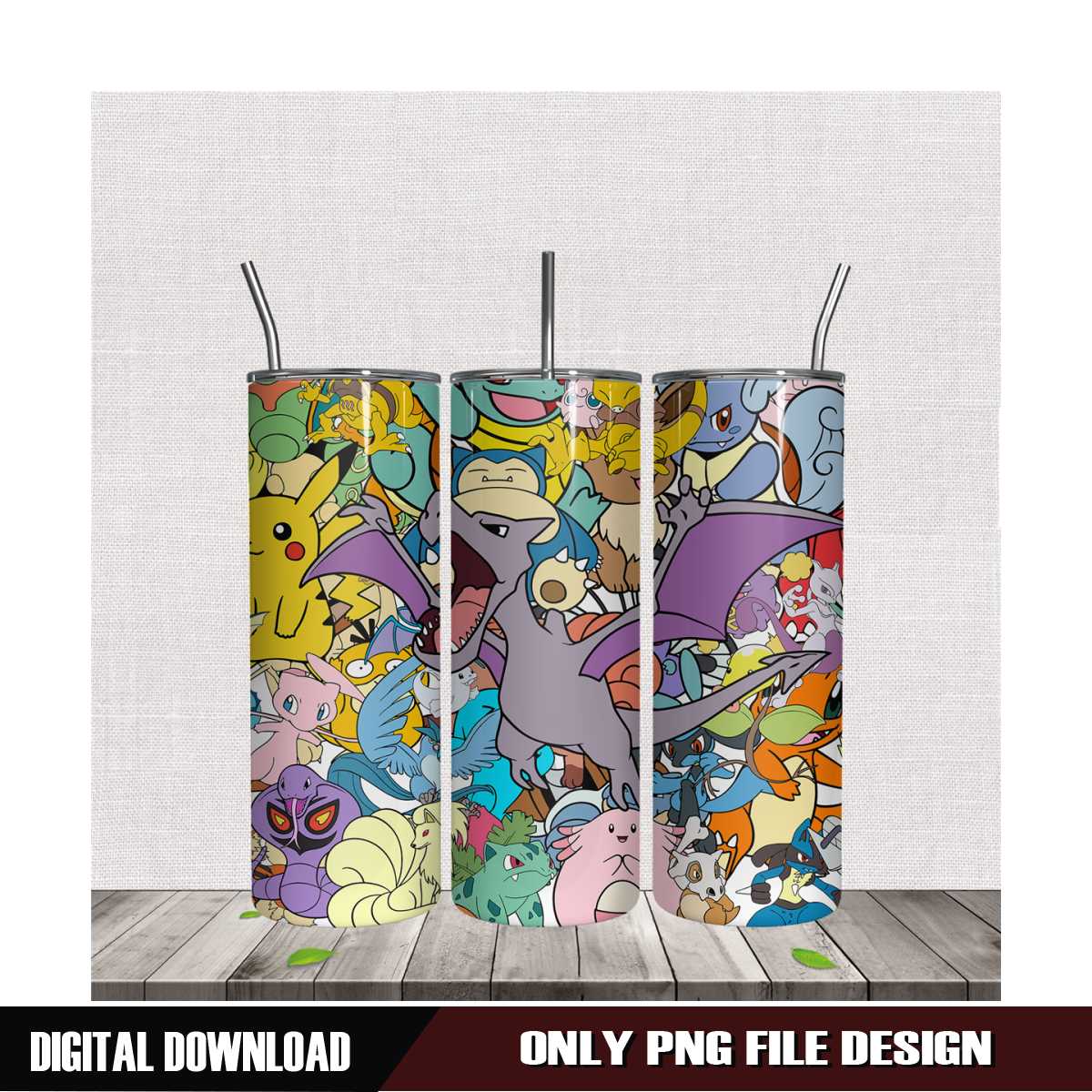 Pokemon Tumbler Sublimation 20oz Wrap File PNG | Inspire Uplift