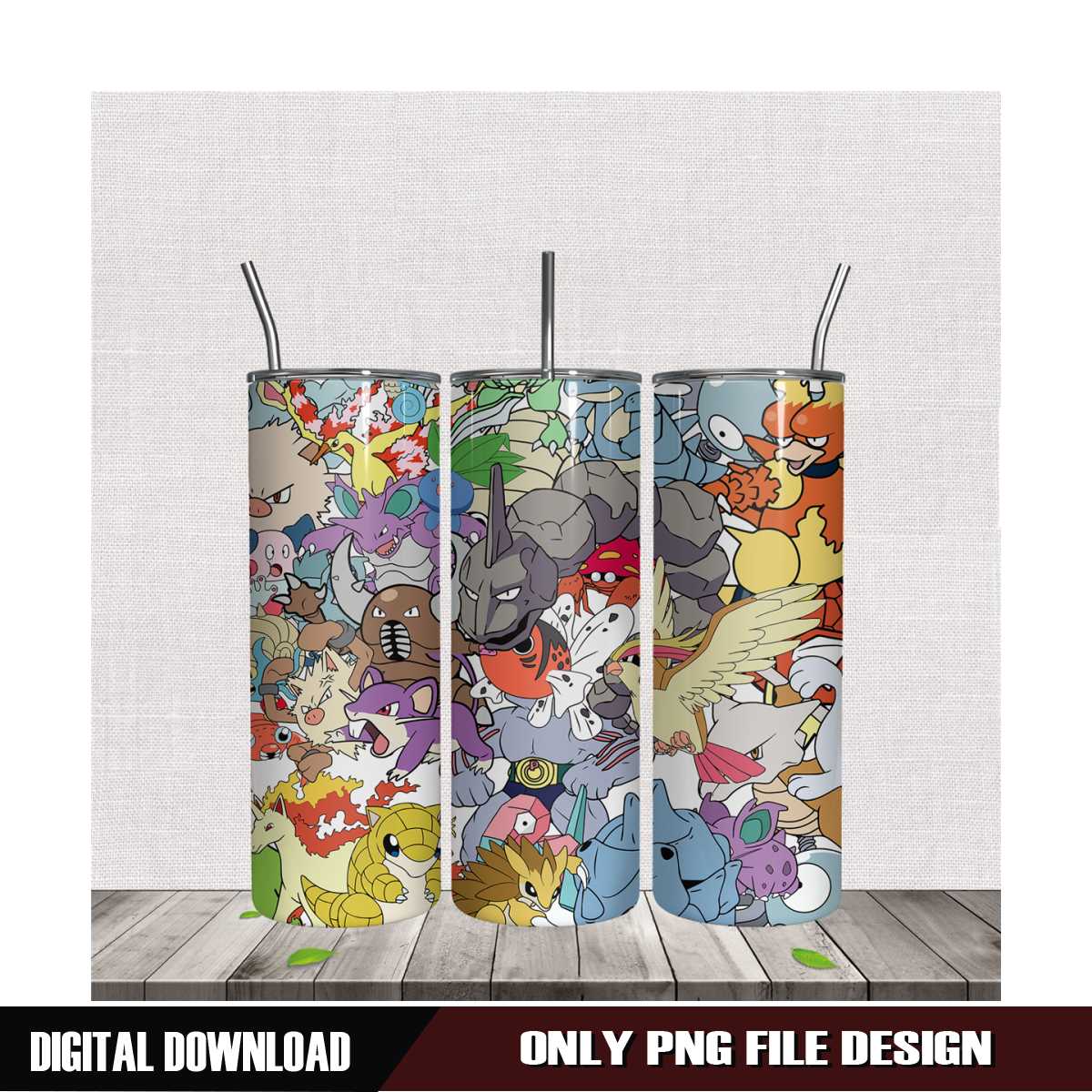 Pokemon Cute Skinny Tumbler Sublimation PNG | Inspire Uplift