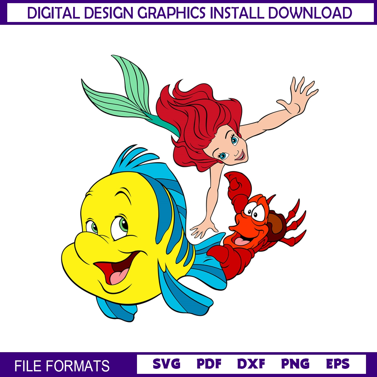 Ariel and Friends Flounder Sebastian The Little Mermaid SVG | Inspire ...