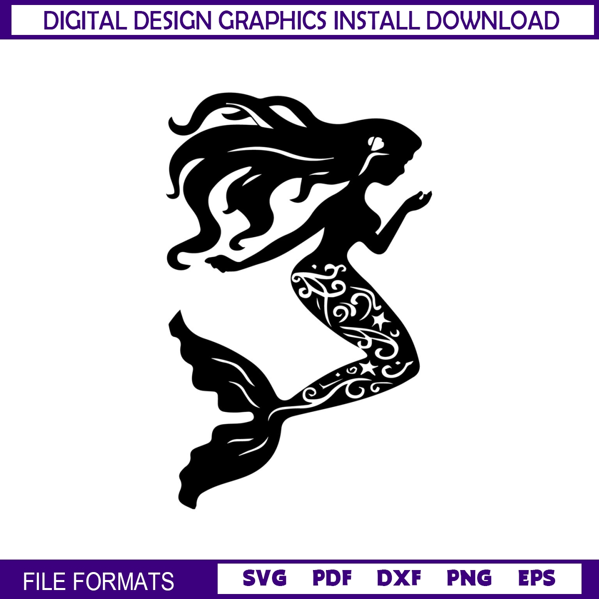 Little Mermaid Modern Cross Stick Pattern Ariel SVG | Inspire Uplift