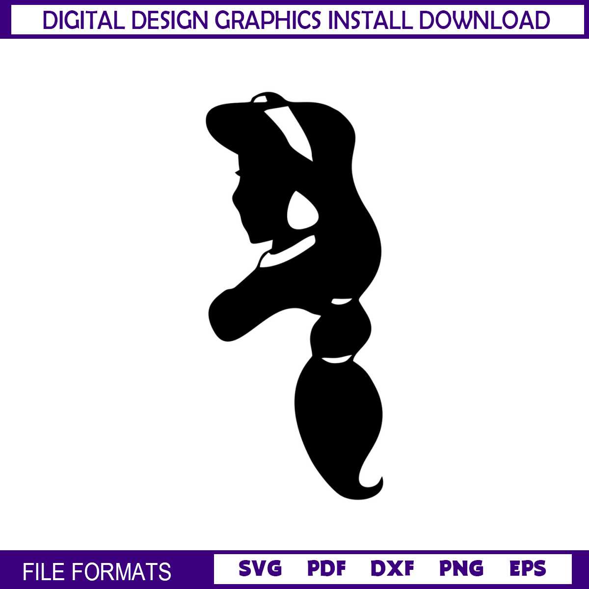 Disney Princess Jasmine Head Silhouette Vector SVG | Inspire Uplift