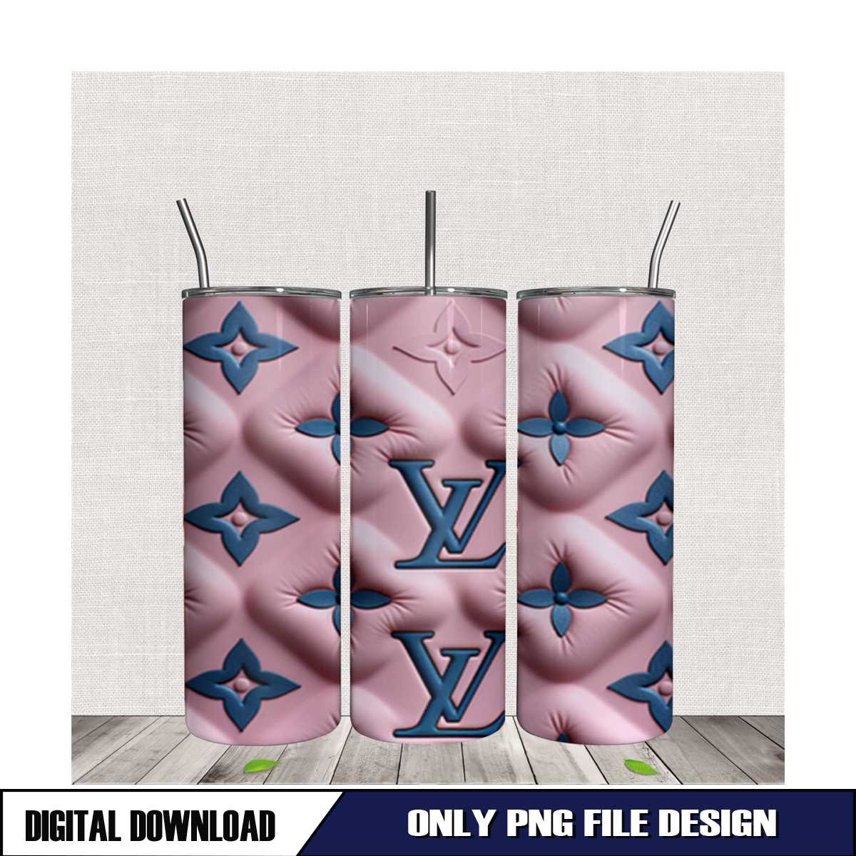 Louis Vuitton Logo 3D Inflated Skinny Tumbler Wrap PNG - Inspire Uplift