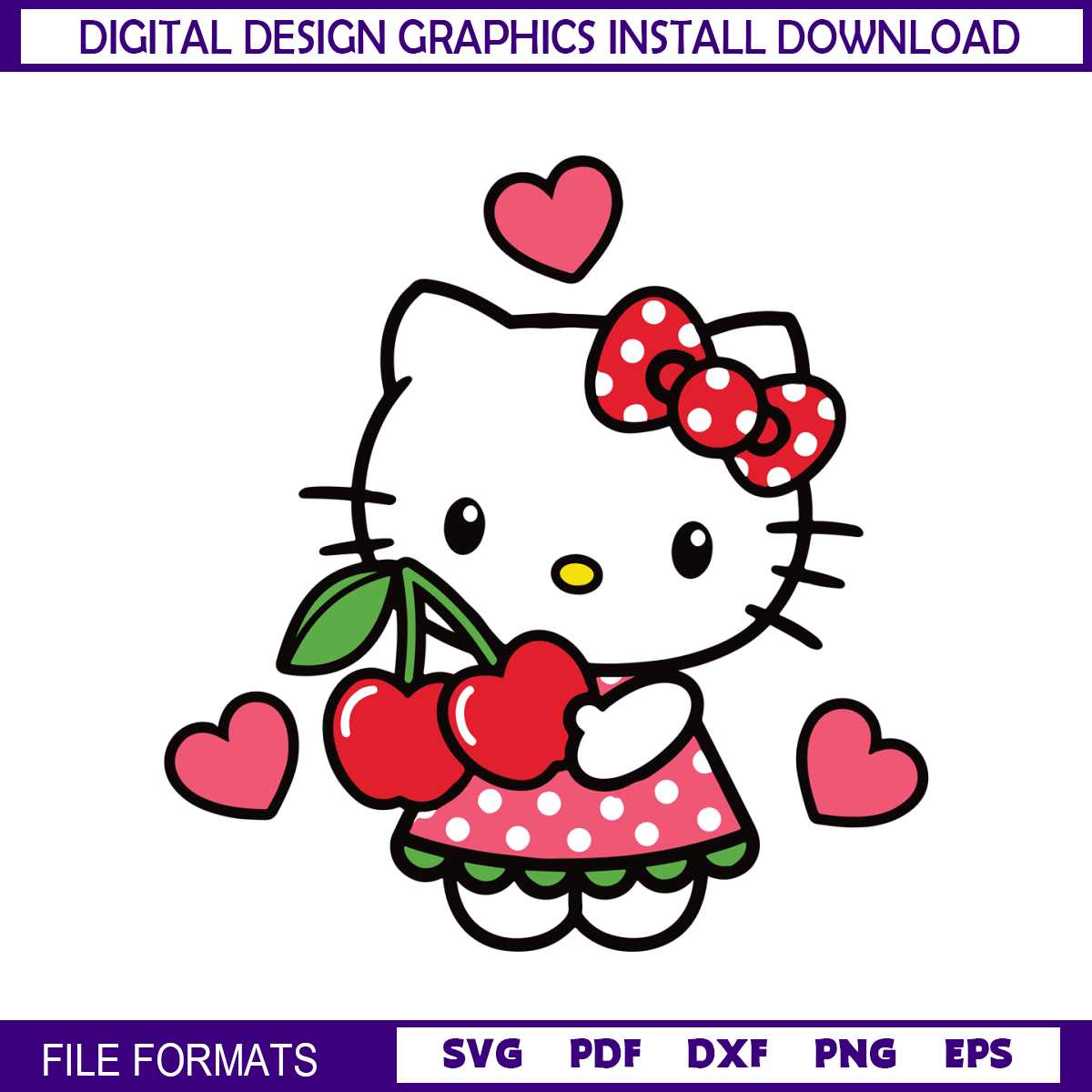 Cherry Hello Kitty Svg, Sanrio Svg, Hello Kitty Svg, Kawaii | Inspire ...