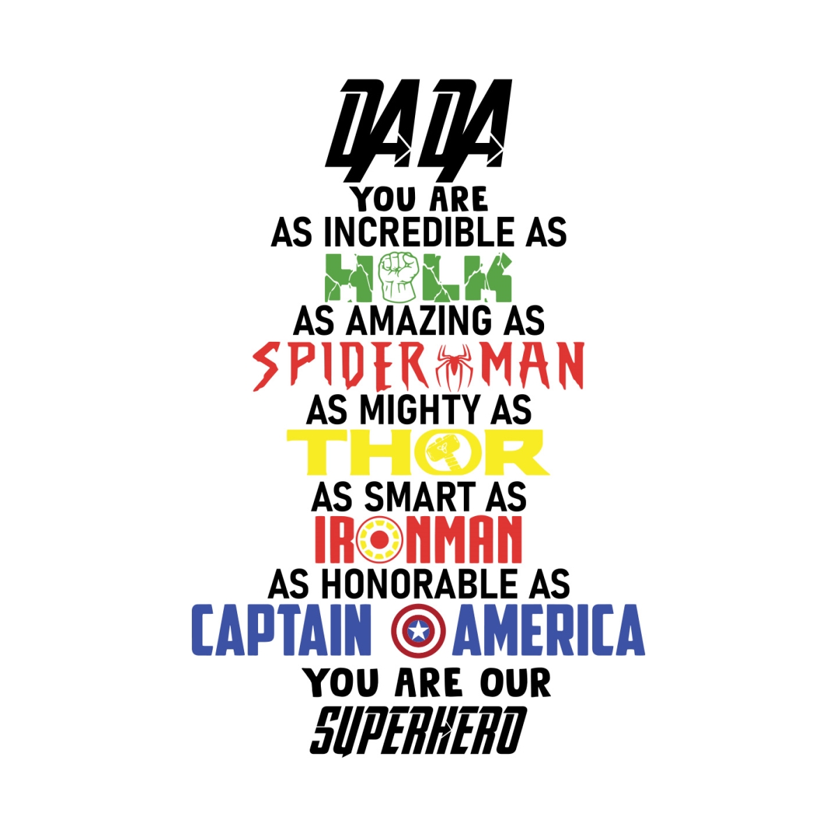 Dada You Are As Incredible As Hulk Svg, Fathers Day Svg, Dad | Inspire ...