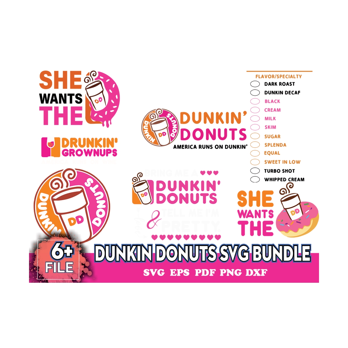 Dunkin Donuts Svg Bundle, She Want The D | Inspire Uplift