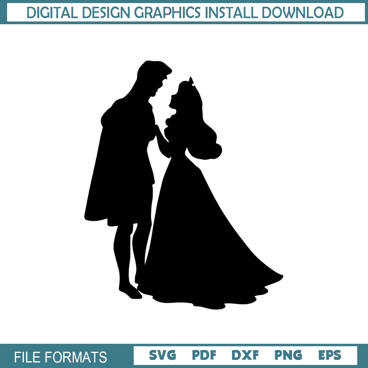 Disney Princess Aurora and Prince Phillip Silhouette SVG Dig | Inspire ...