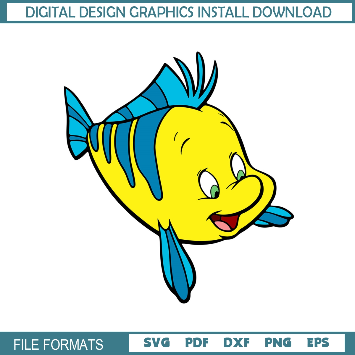 Disney The Little Mermaid Flounder Fish SVG Vector | Inspire Uplift
