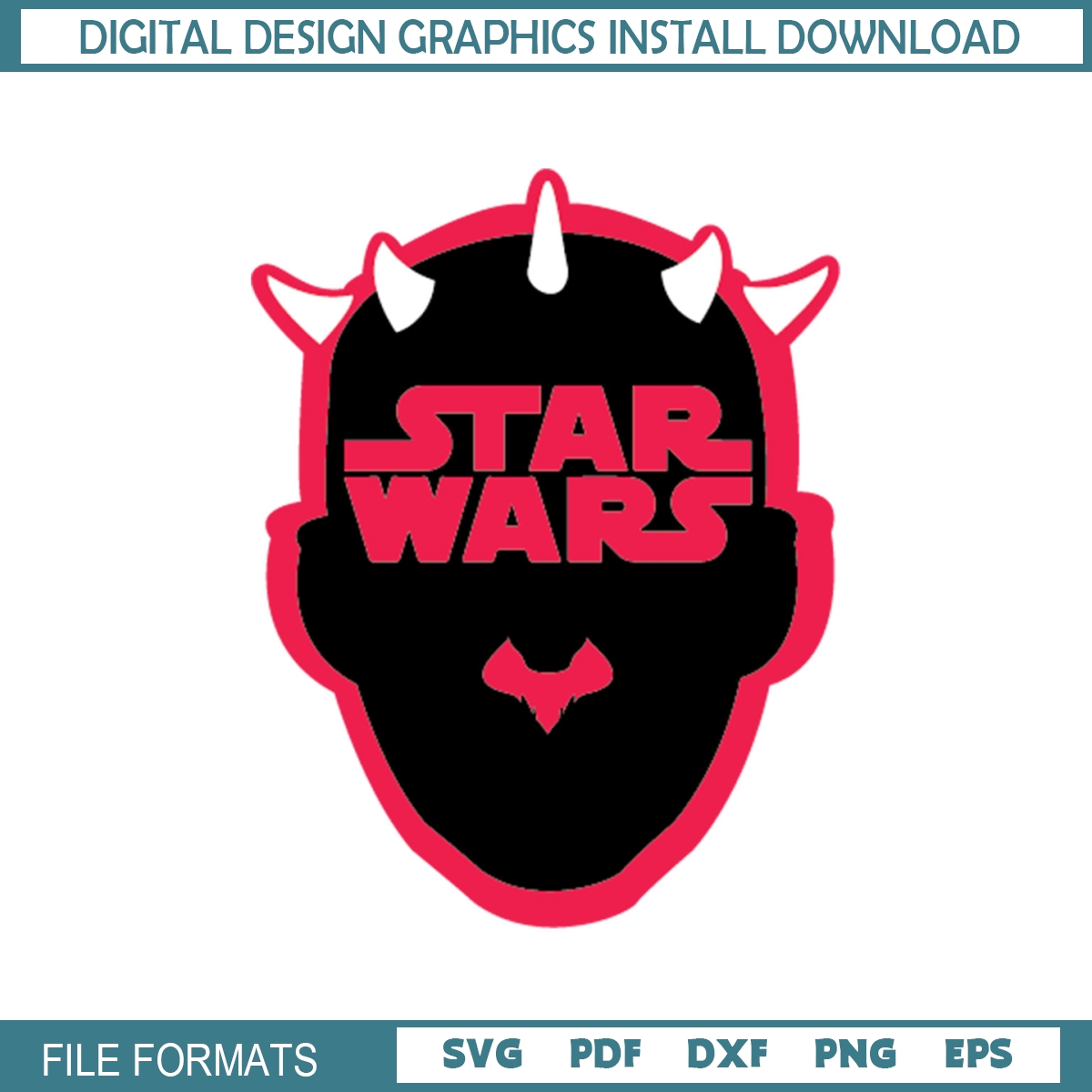Red Black Star Wars Logo Dracusor Darth Maul Head SVG | Inspire Uplift
