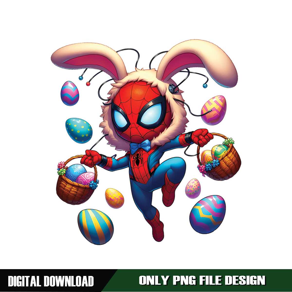 Superhero Chibi Bunny Spiderman Easter PNG | Inspire Uplift
